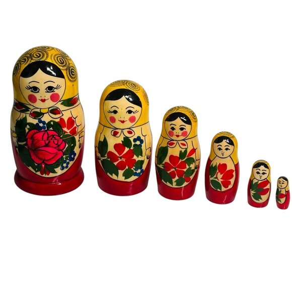 Accents | Vintage Russian Nesting Dolls Semenovskaya Painting ...